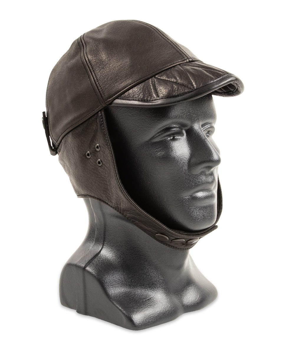 Black Sign Leather Aviator Cap - Mud Black – Standard & Strange
