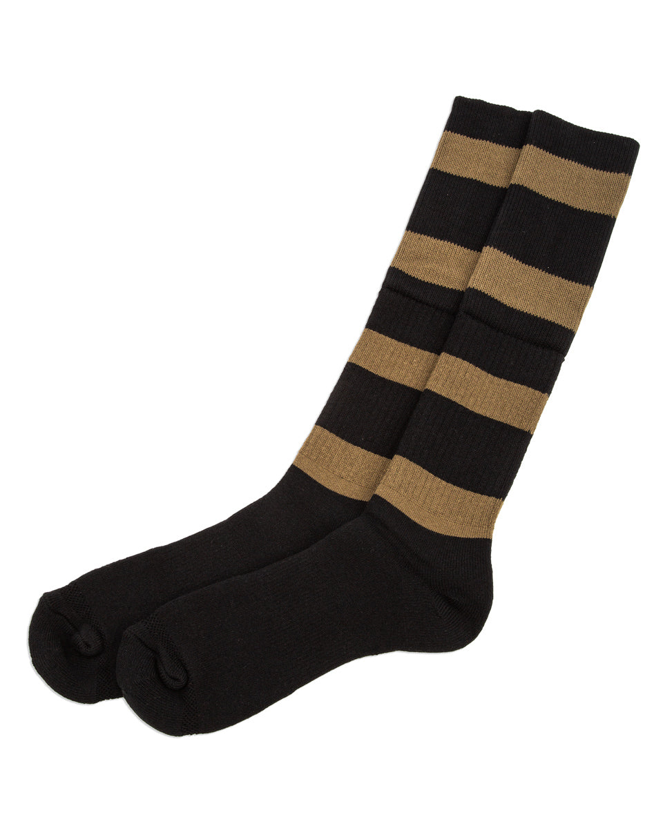 Black Sign Wide Border BS Fit Boot Socks - Midnight Black x Hide Green ...