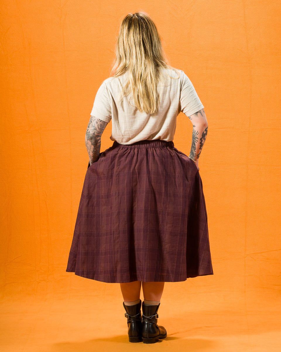 Cotton Linen Check Skirt - Brown – Standard & Strange