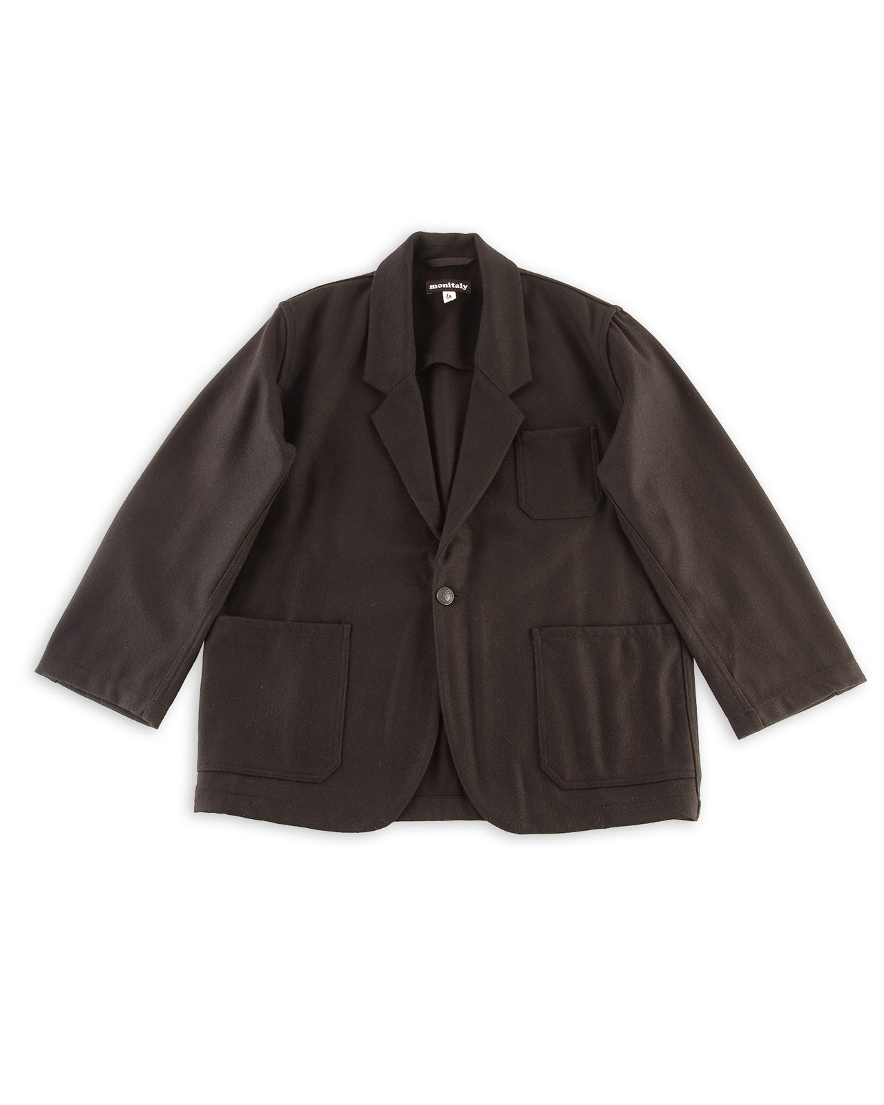 Monitaly Italian Drop Lapel Jacket -Solid Black Wool Flannel – Standard ...