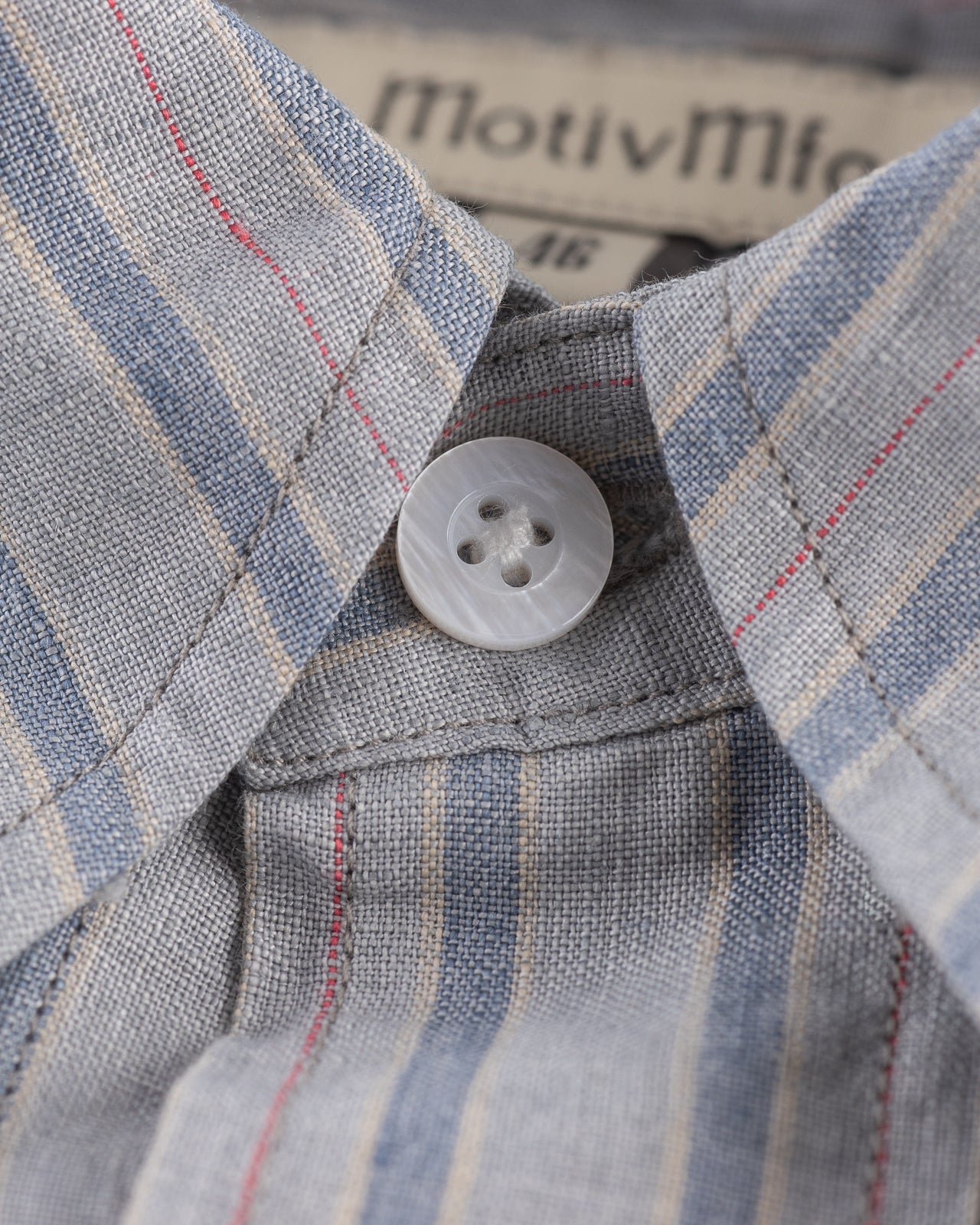 MotivMfg Authentic Fit BD Shirt - Superfine Linen Broadcloth Aqua/Buff ...