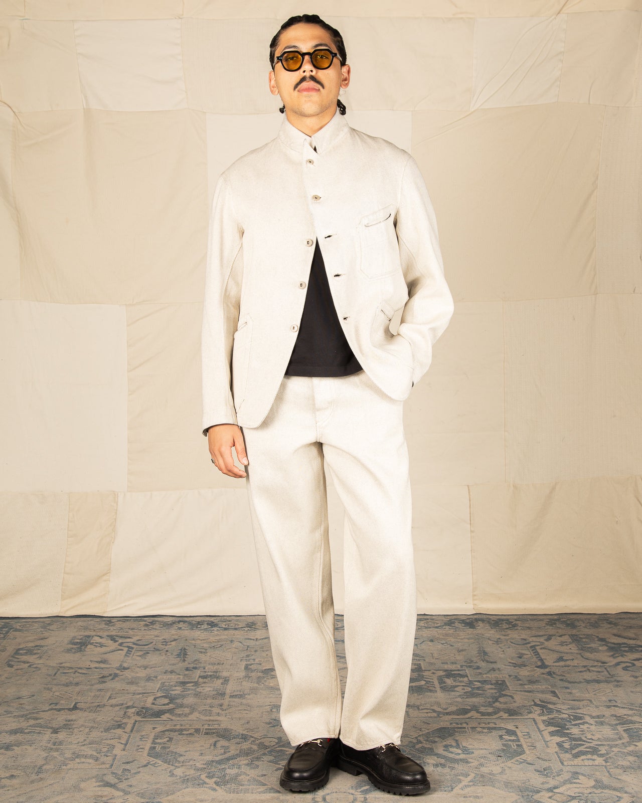 MotivMfg Peak Lapel Lounge Jacket - Natural Tailorable Denim – Standard ...