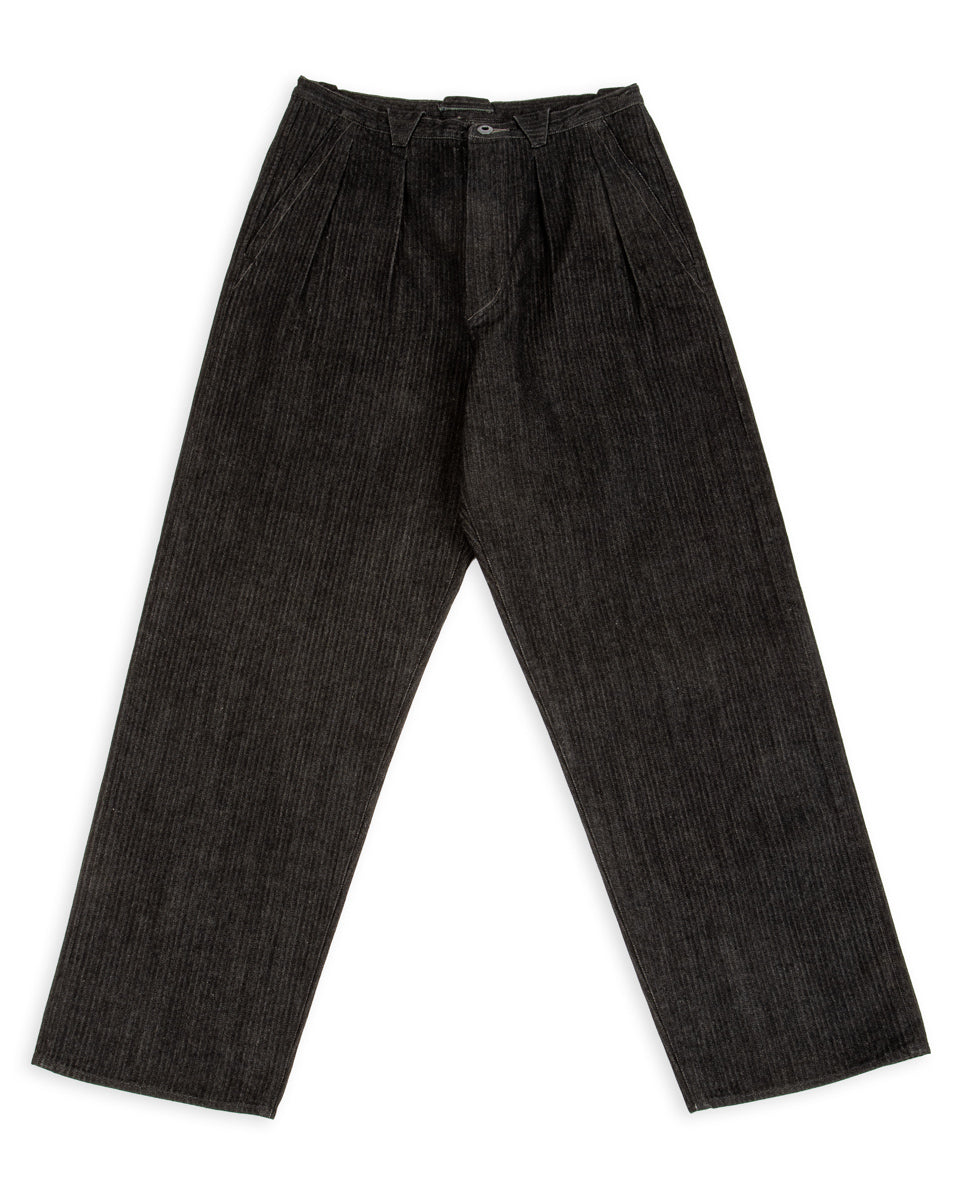 Pleat Denim Trousers - Black Herringbone Denim – Standard & Strange
