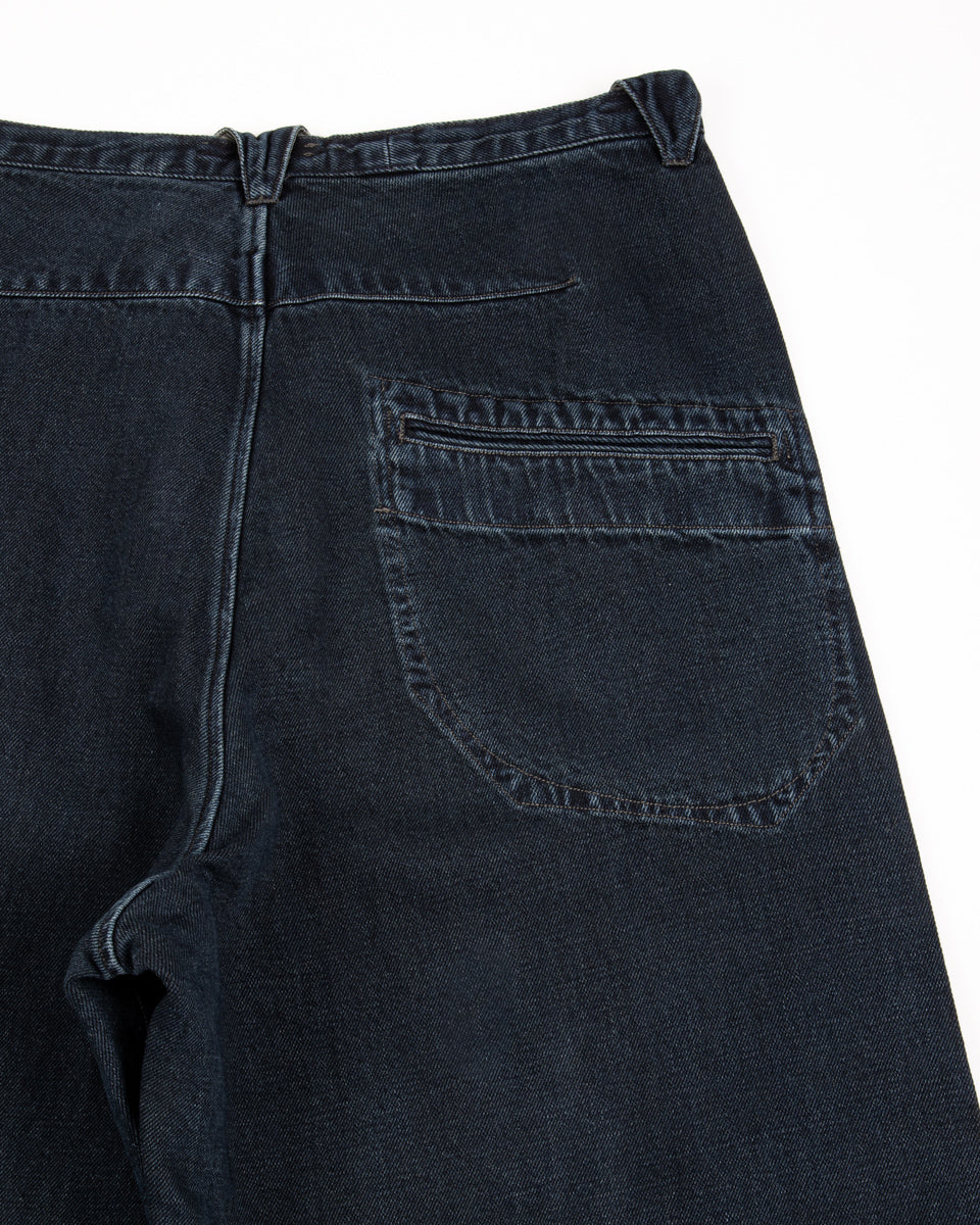 Pleat Denim Trousers - Char Navy Overdyed Linen Denim – Standard & Strange