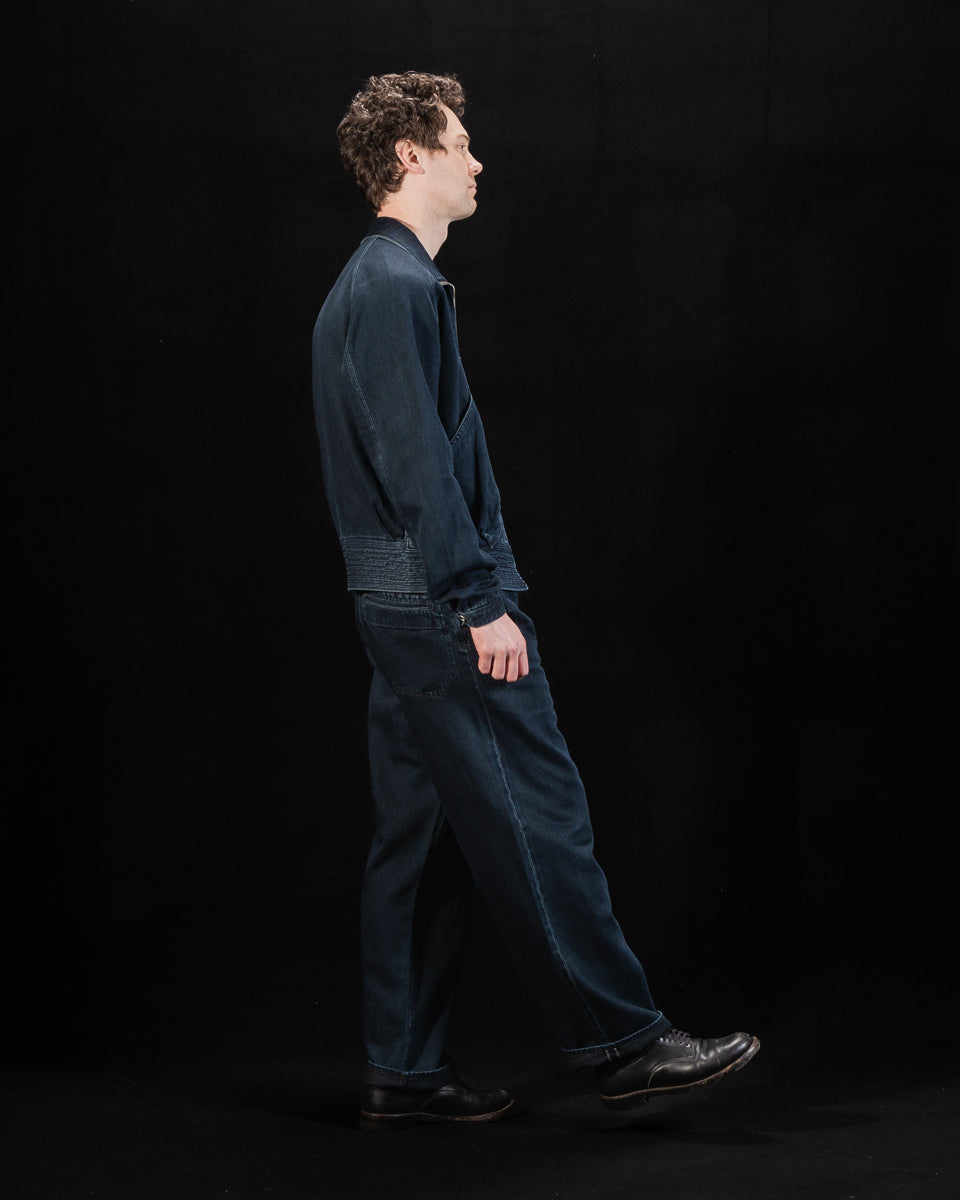 Pleat Denim Trousers - Char Navy Overdyed Linen Denim – Standard & Strange