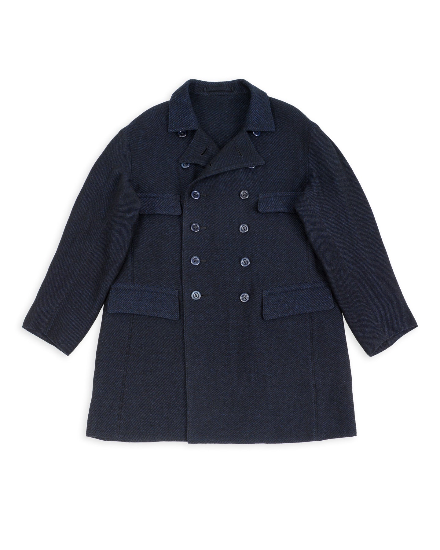 Relaxed Brigadier Coat - Boelite Blue Double Face Tweed – Standard ...