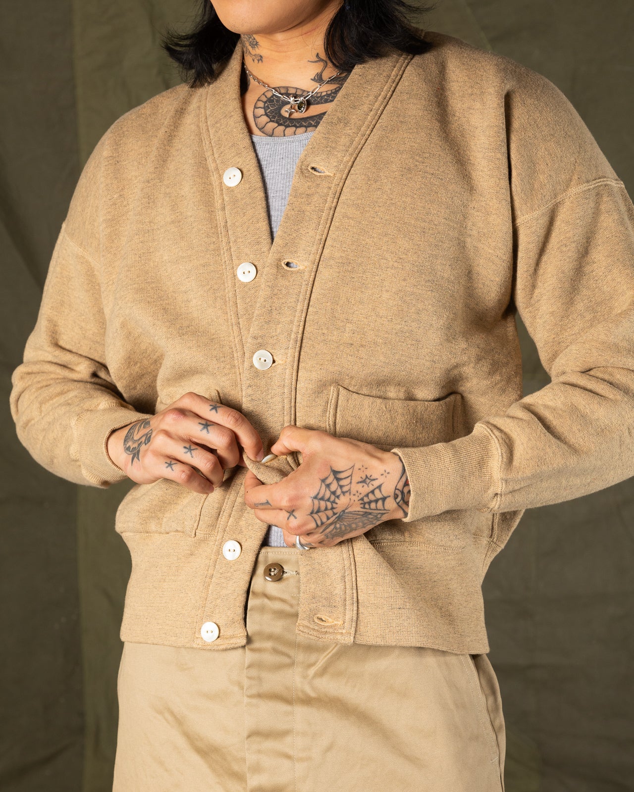 Olde Homesteader Mix Extra Cotton Fleece Cardigan - Golden Cream ...