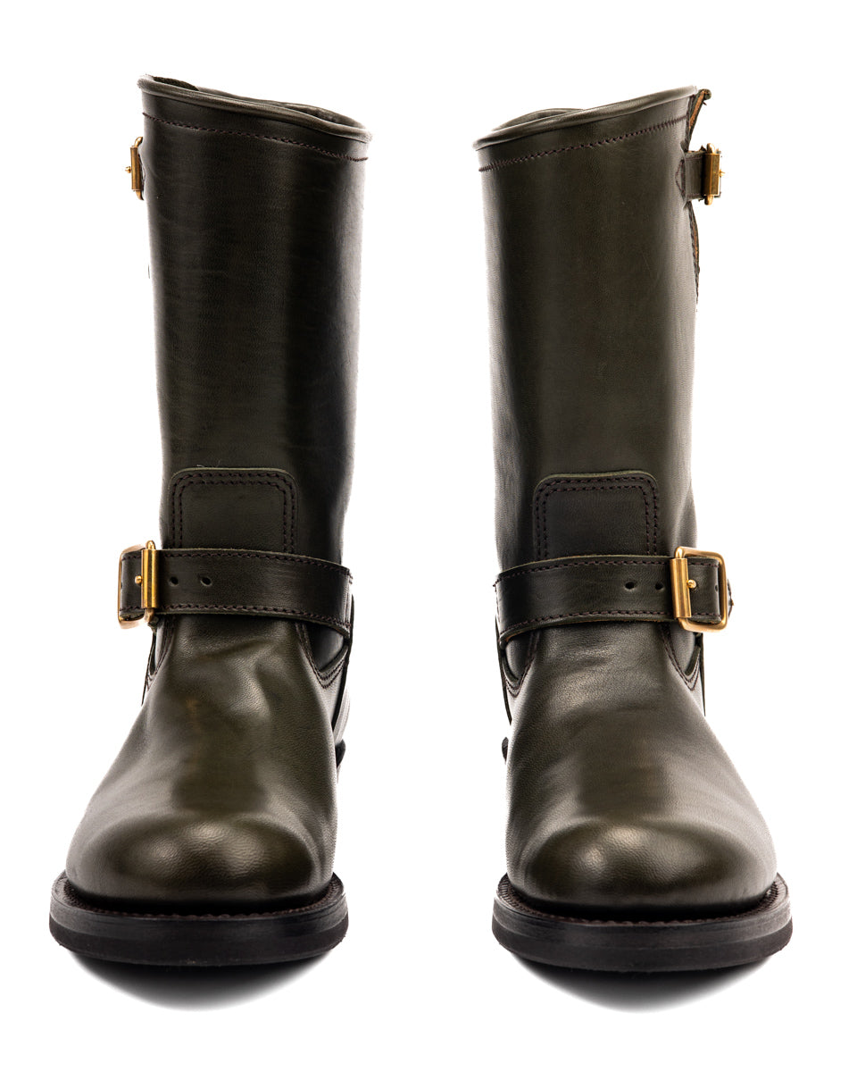 Y'2 Leather Engineer Boot - Olive Eco Horse – Standard & Strange