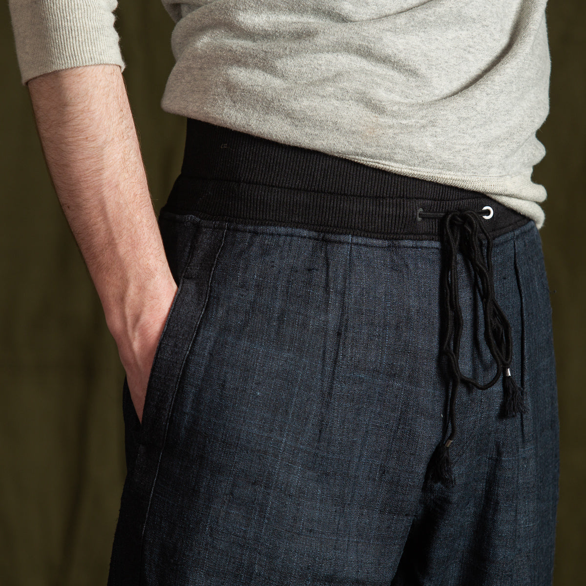 MotivMfg Dinner Track Pants - Midnight Tussah Silk Broadcloth ...