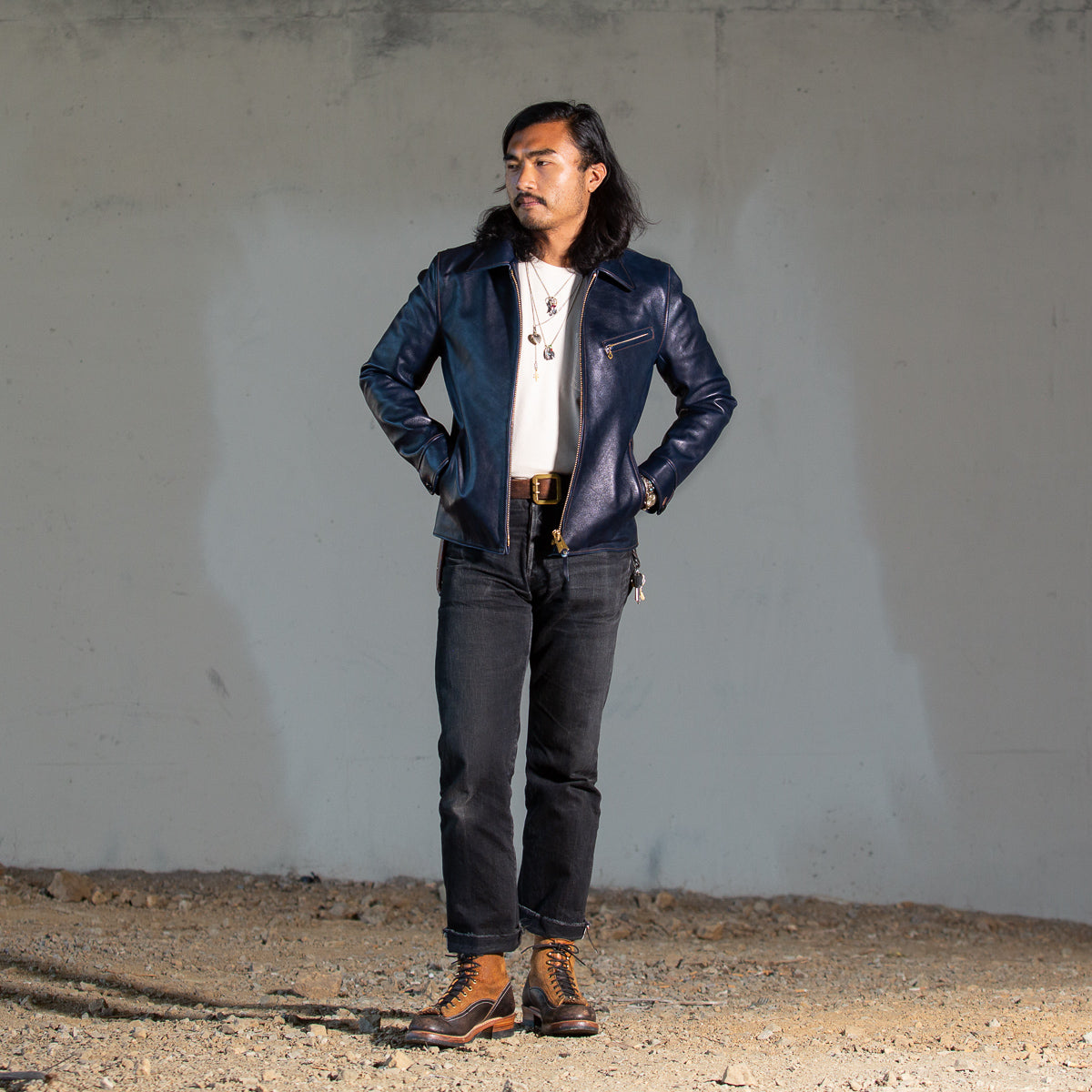 Y'2 Leather Indigo Dyed Horsehide Single Riders Jacket (IR-42 ...