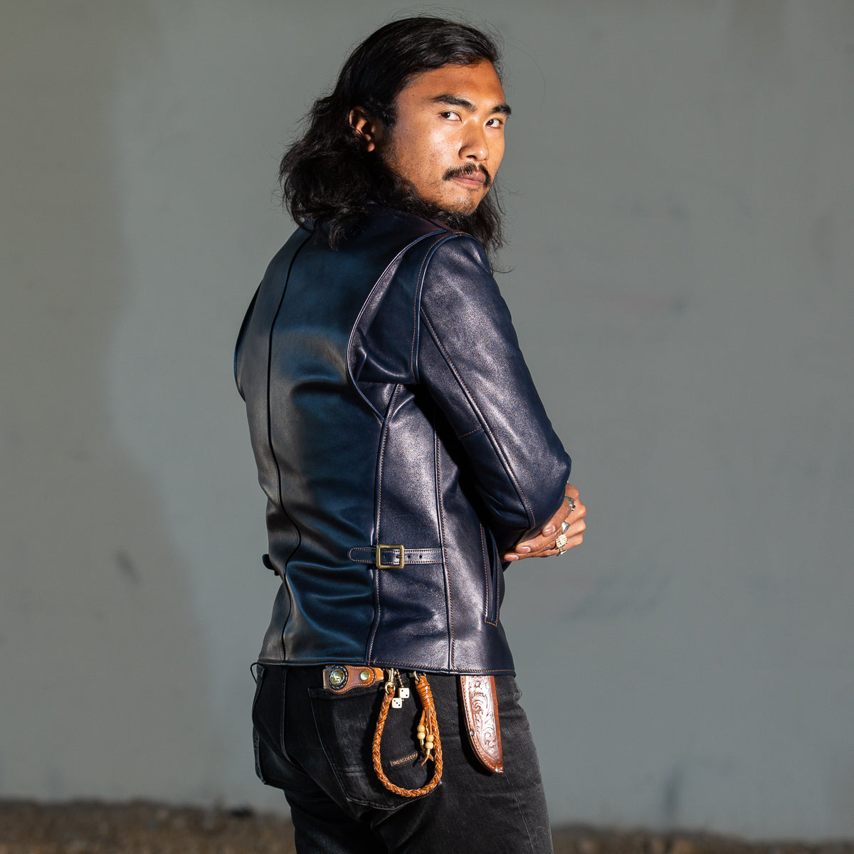 Y'2 Leather Indigo Dyed Horsehide Single Riders Jacket (IR-42 ...