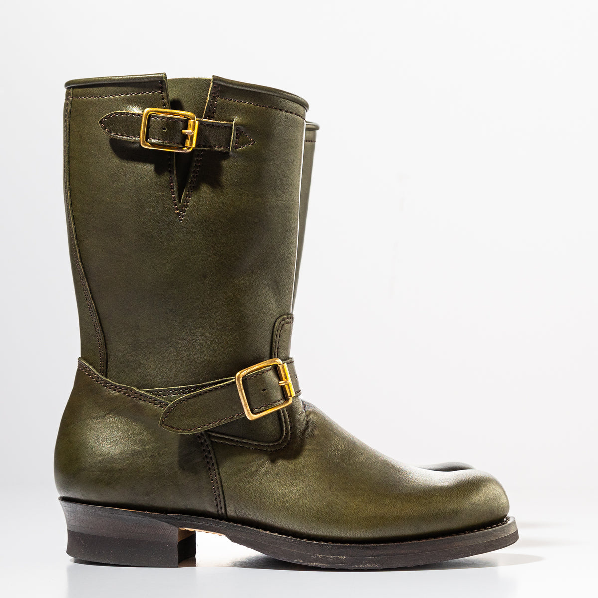 Y'2 Leather Engineer Boot - Olive Eco Horse - Standard & Strange