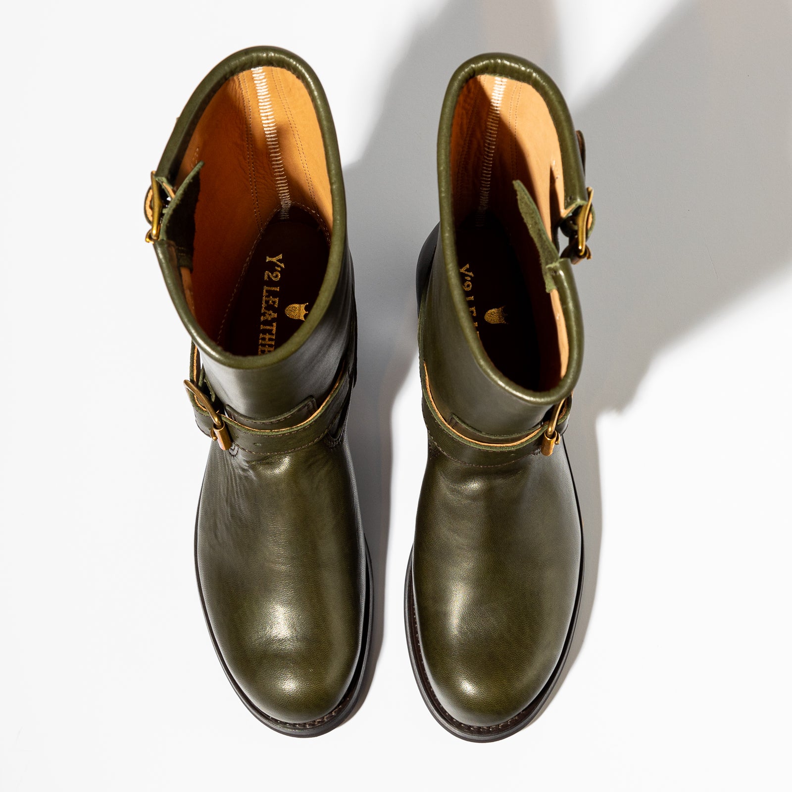 Y'2 Leather Engineer Boot - Olive Eco Horse – Standard & Strange