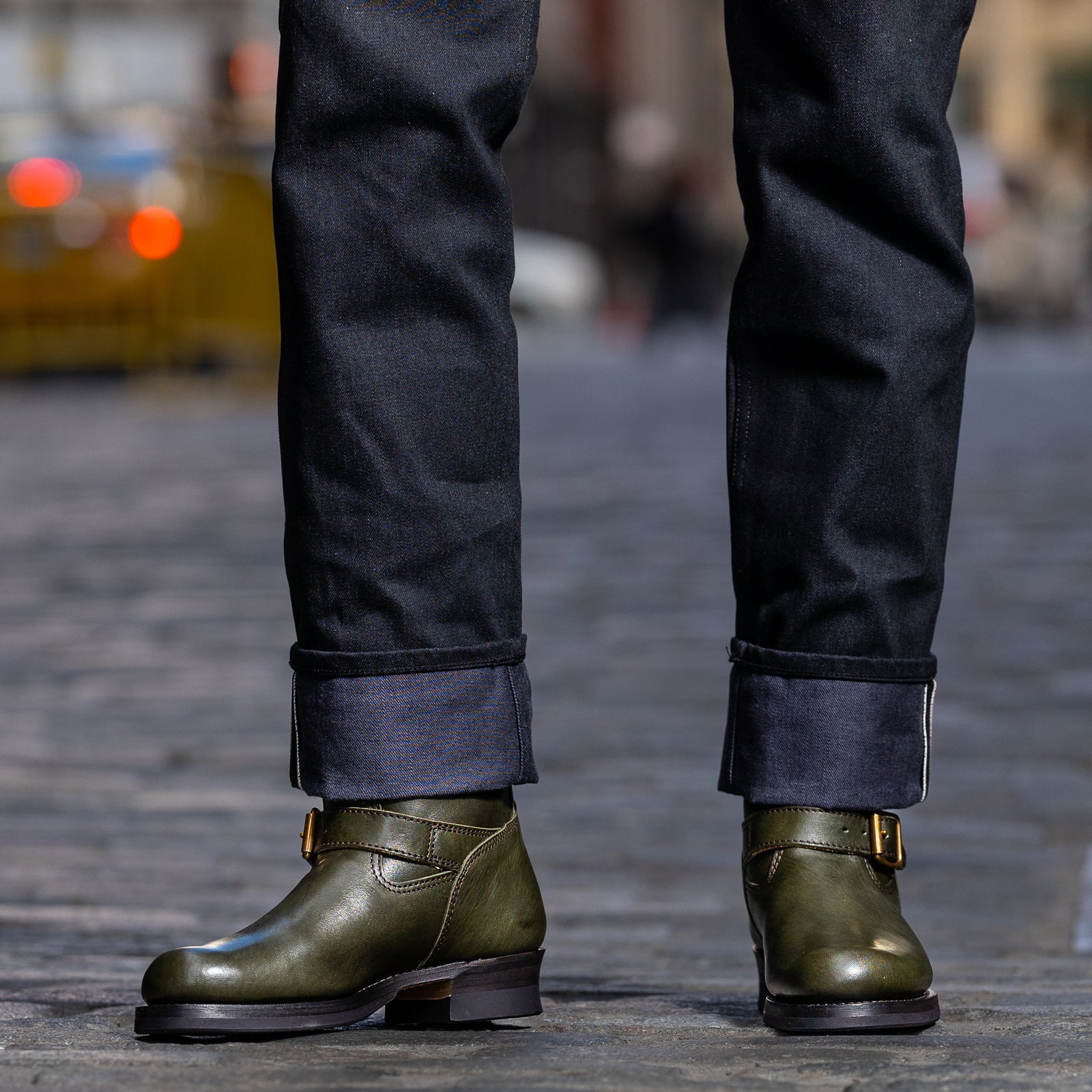 Y'2 Leather Engineer Boot - Olive Eco Horse – Standard & Strange