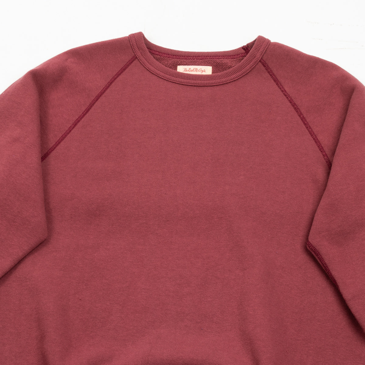 The Real McCoy's 9oz Loopwheel Raglan Sleeve Sweatshirt - Maroon ...