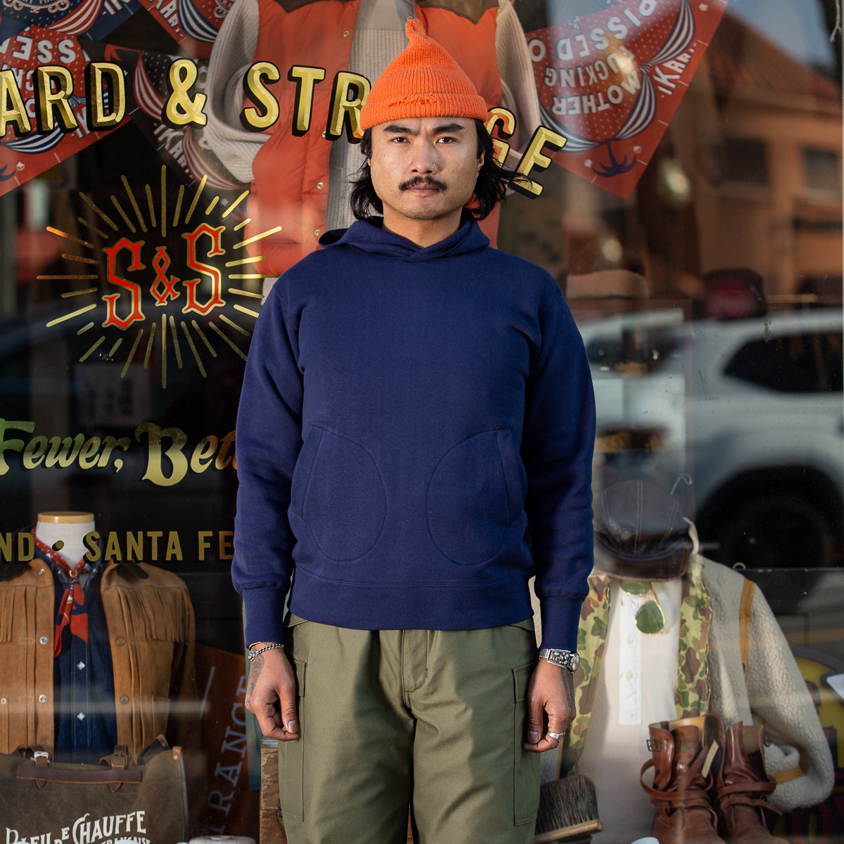The Real McCoy's Boxing Glove Pocket Hooded Sweatshirt - Navy ...